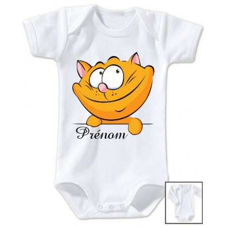 Body de bébé chat orange personnalisé