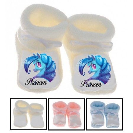Chaussons de bébé jument bleue personnalisée