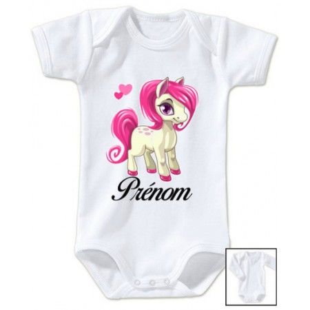 Body de bébé jument crinière rose personnalisé